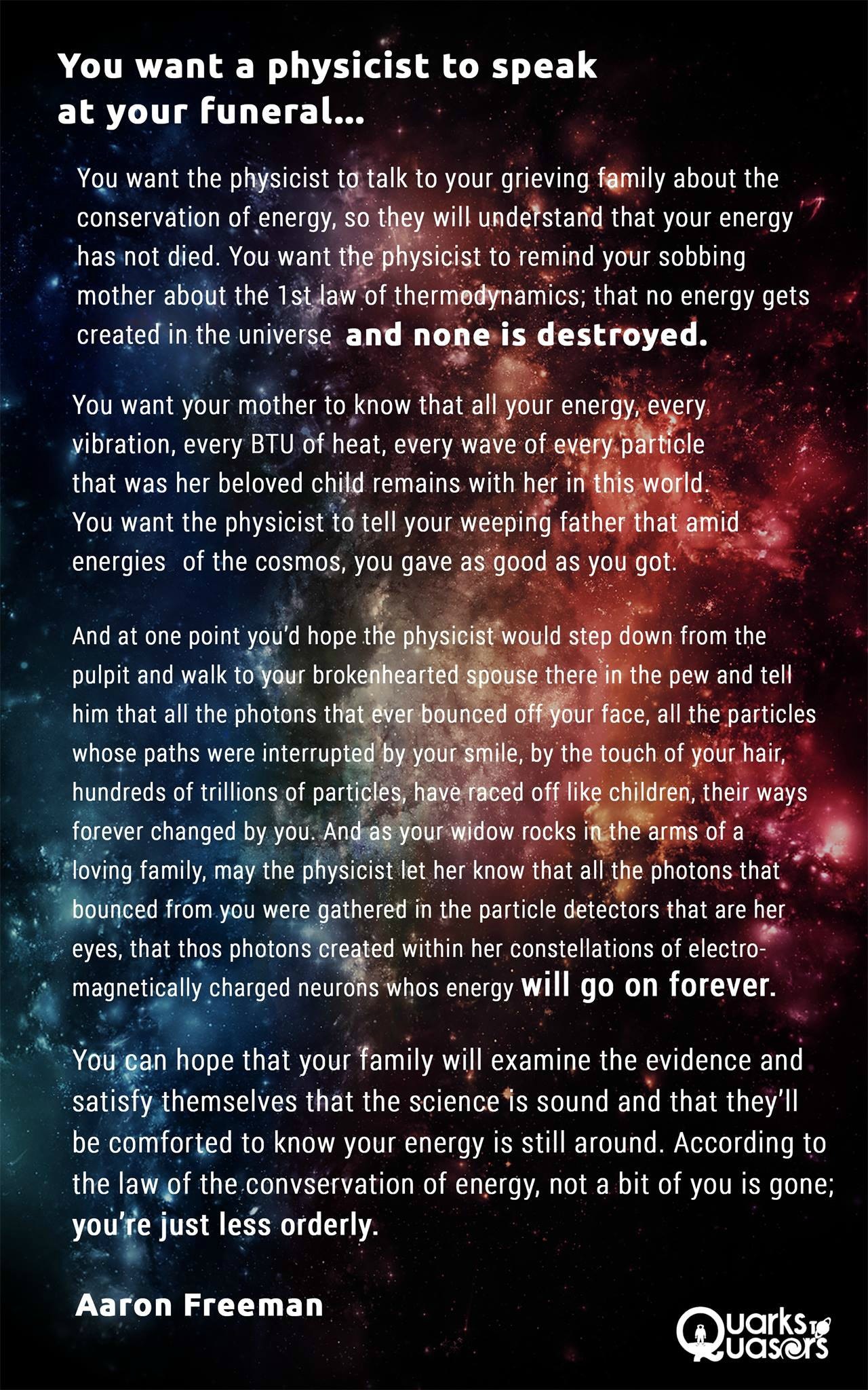 On death: the best eulogy, according to a physicist | Nomad of the Universe